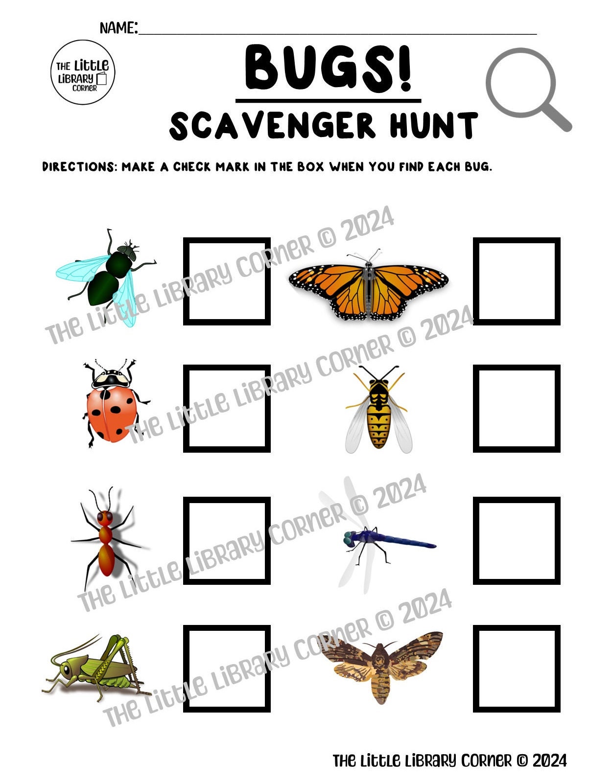 Bugs Scavenger Hunt - Etsy