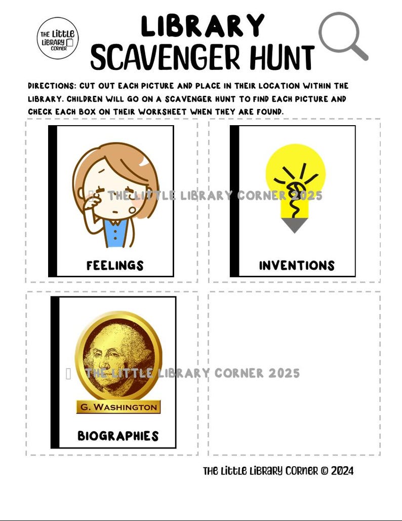 Library Scavenger Hunt - Etsy
