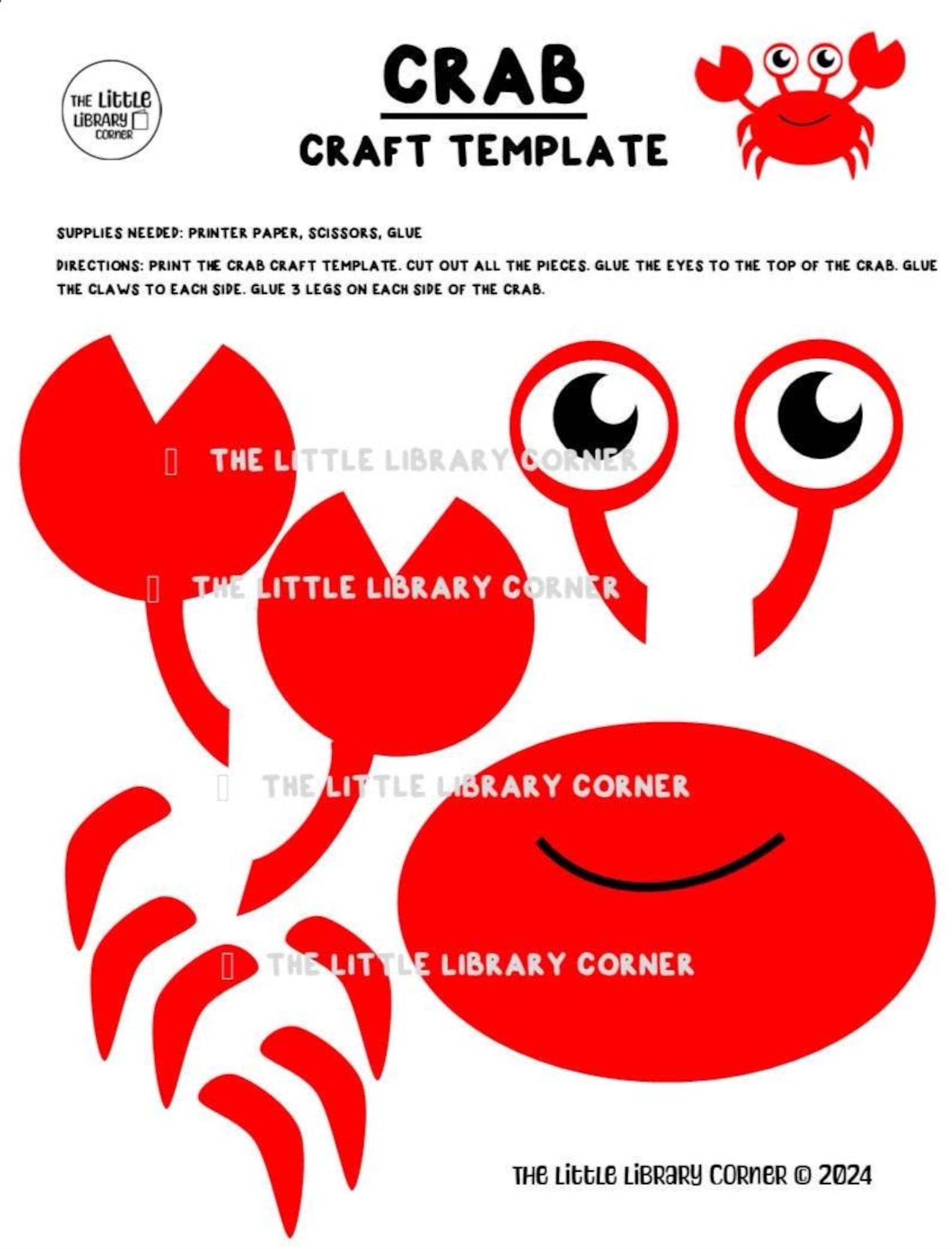 Crab Craft Template - Etsy