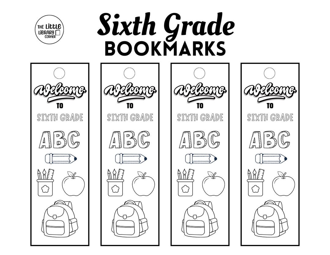 Welcome to Sixth Grade Coloring Bookmarks - Etsy