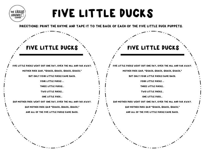 Five Little Ducks Puppets - Etsy