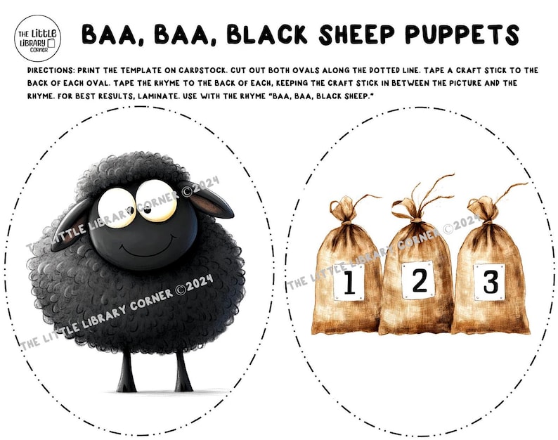 Baa, Baa Black Sheep Stick Puppets - Etsy