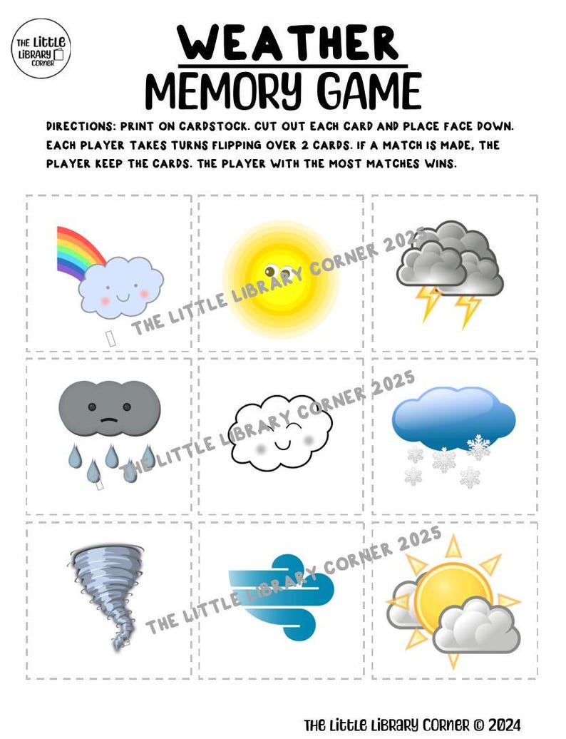 Weather Memory Game - Etsy