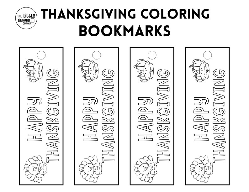 Thanksgiving Coloring Bookmarks - Etsy