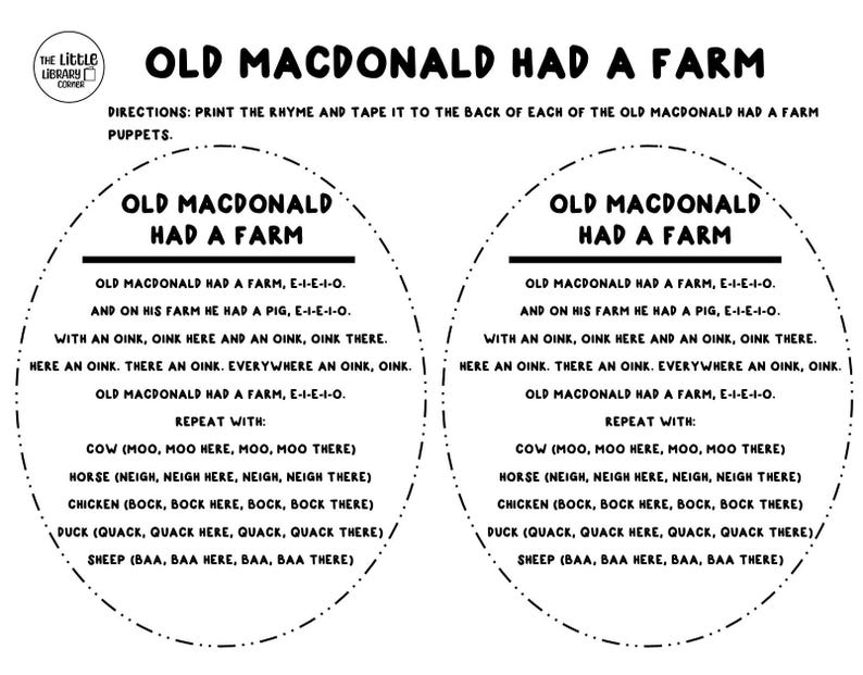 Old Macdonald Had A Farm Stick Puppets - Etsy