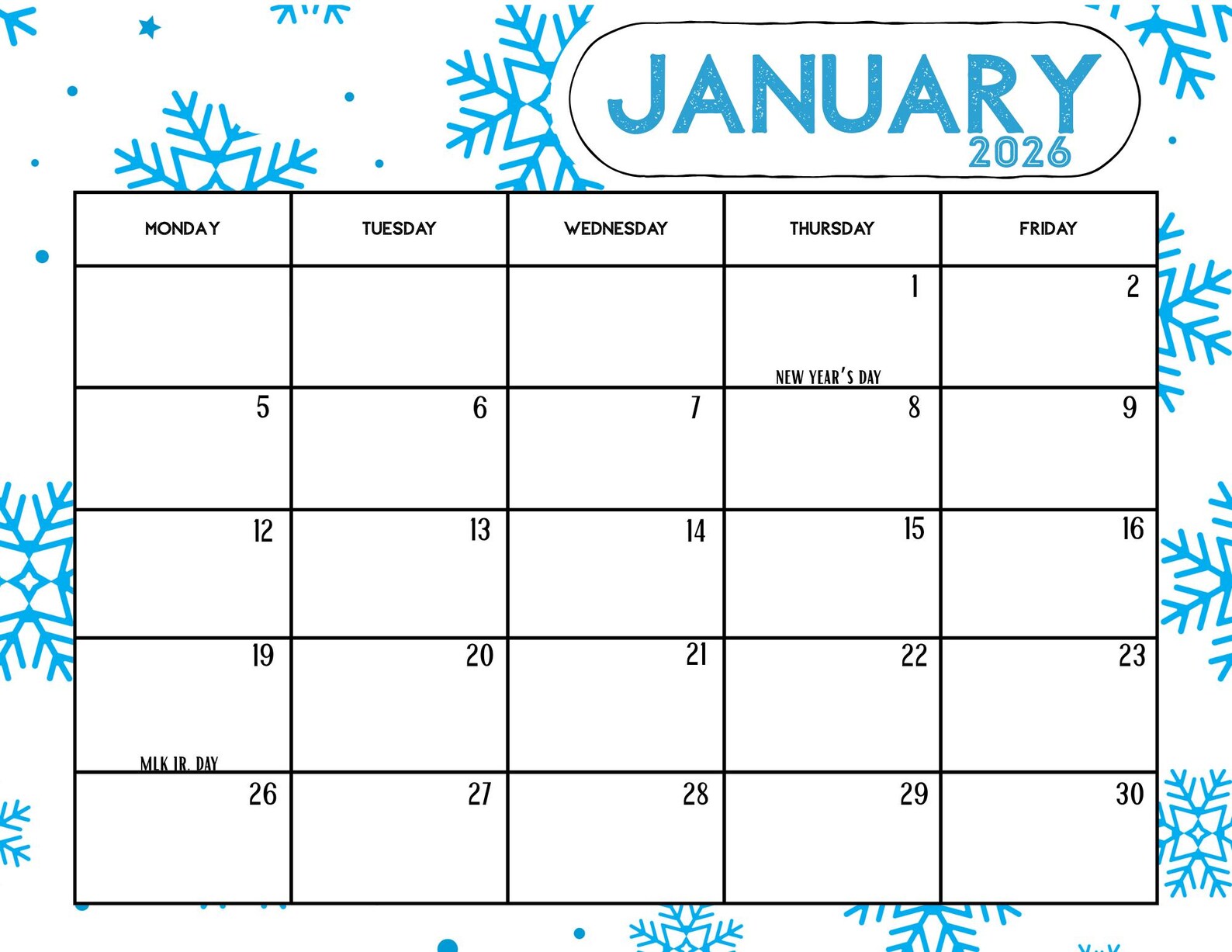 School Year Monthly Calendars Weekdays 2025-2026 Template-editable With ...