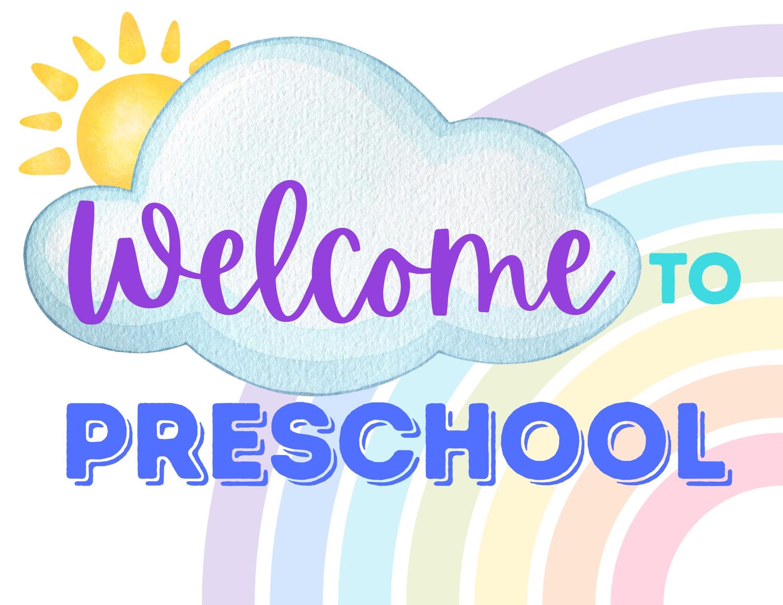Welcome to Preschool Rainbow Sign - Etsy