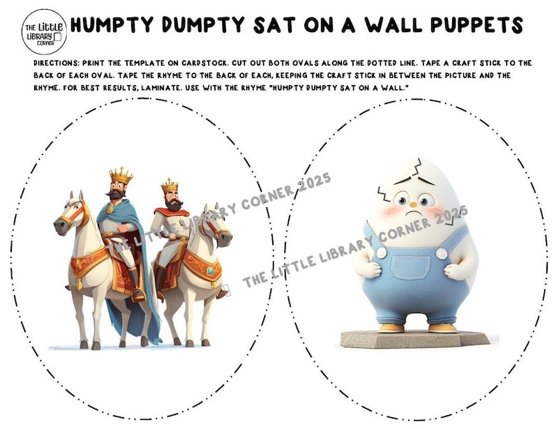 Humpty Dumpty Sat on A Wall Stick Puppets - Etsy