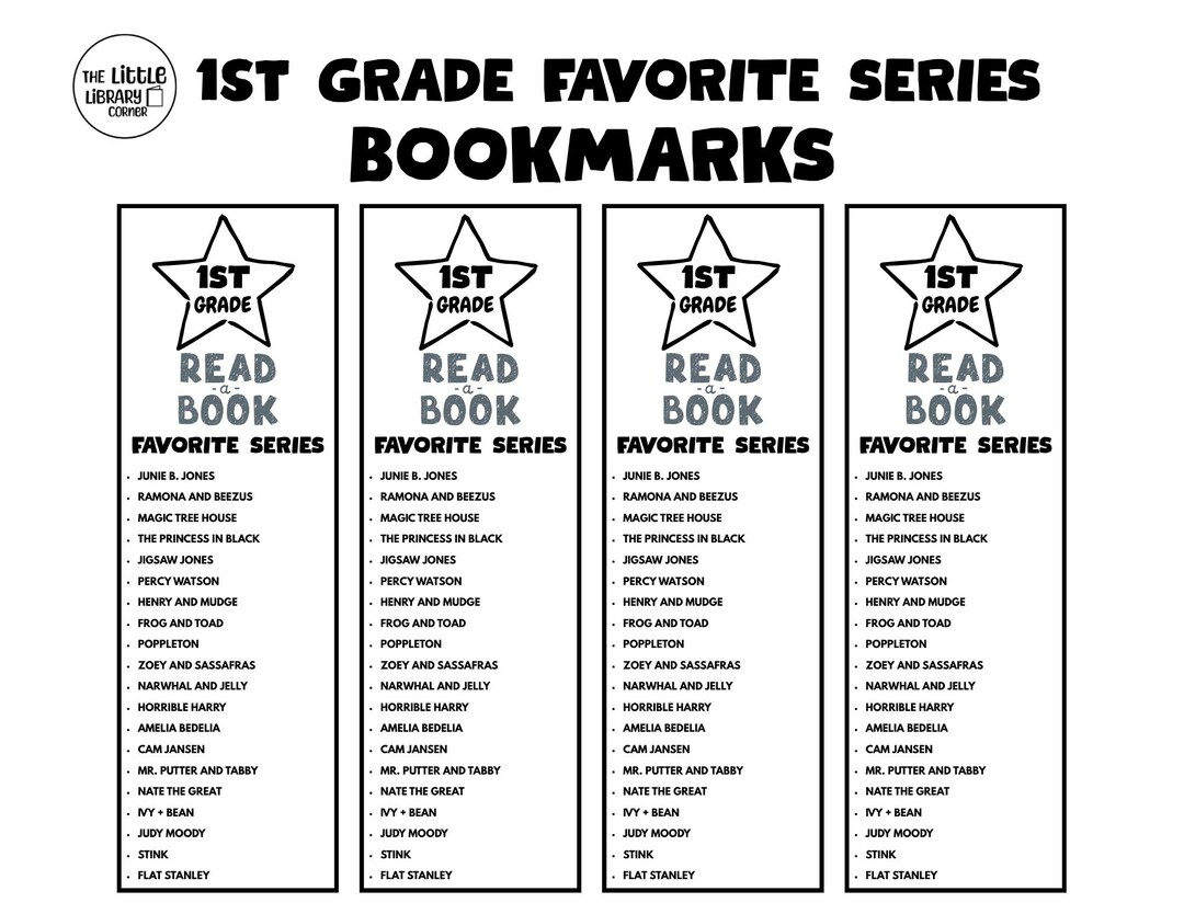 Favorite Book Series Bookmarks by Grade - Etsy
