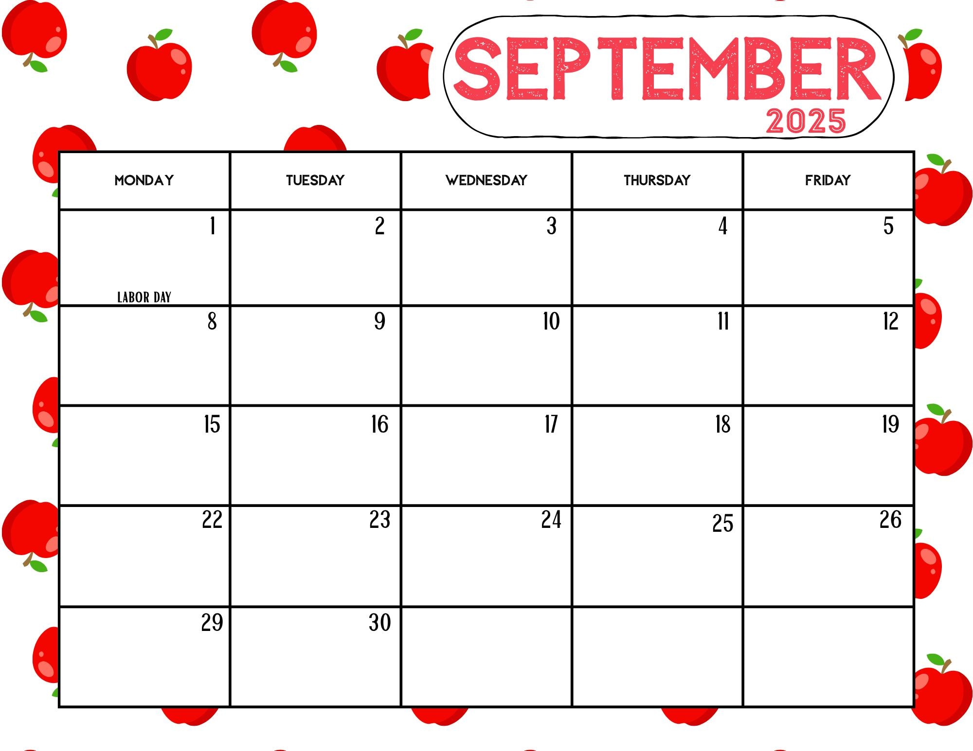 School Year Monthly Calendars Weekdays 2025-2026 Template-editable With ...