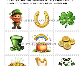 Printable St Patrick's Day Memory Match Game, St Patricks Day Party ...