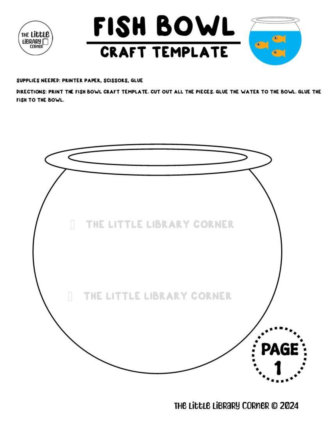 Fish Bowl Craft Template - Etsy