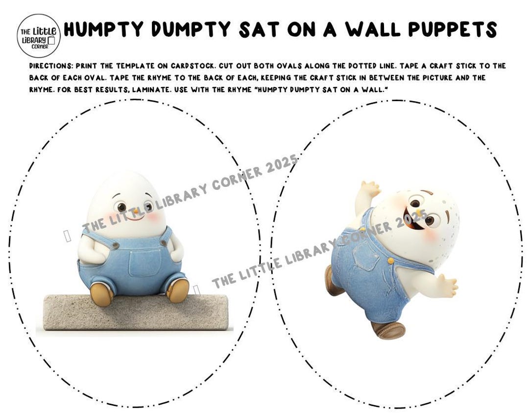 Humpty Dumpty Sat on A Wall Stick Puppets - Etsy