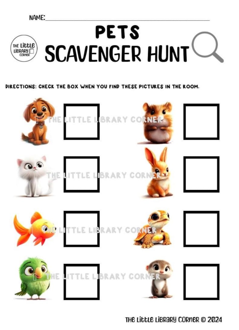 Pets Scavenger Hunt - Etsy