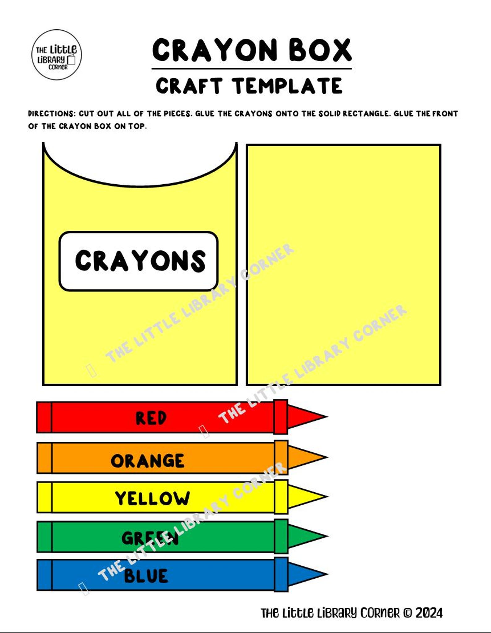 Crayon Box Craft Template Color - Etsy