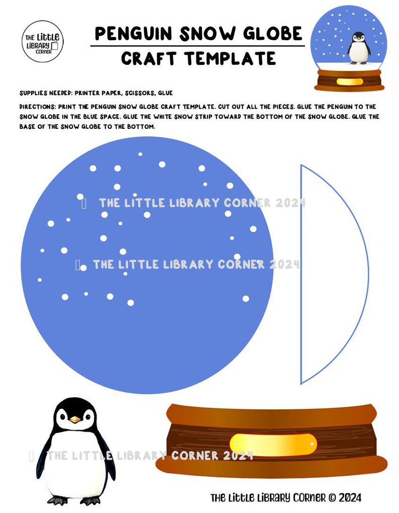 Penguin Snow Globe Craft - Etsy