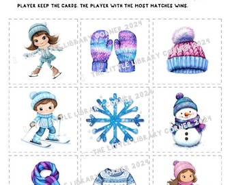 Winter Memory Matching Game, Printable Winter Games for Kids - Etsy