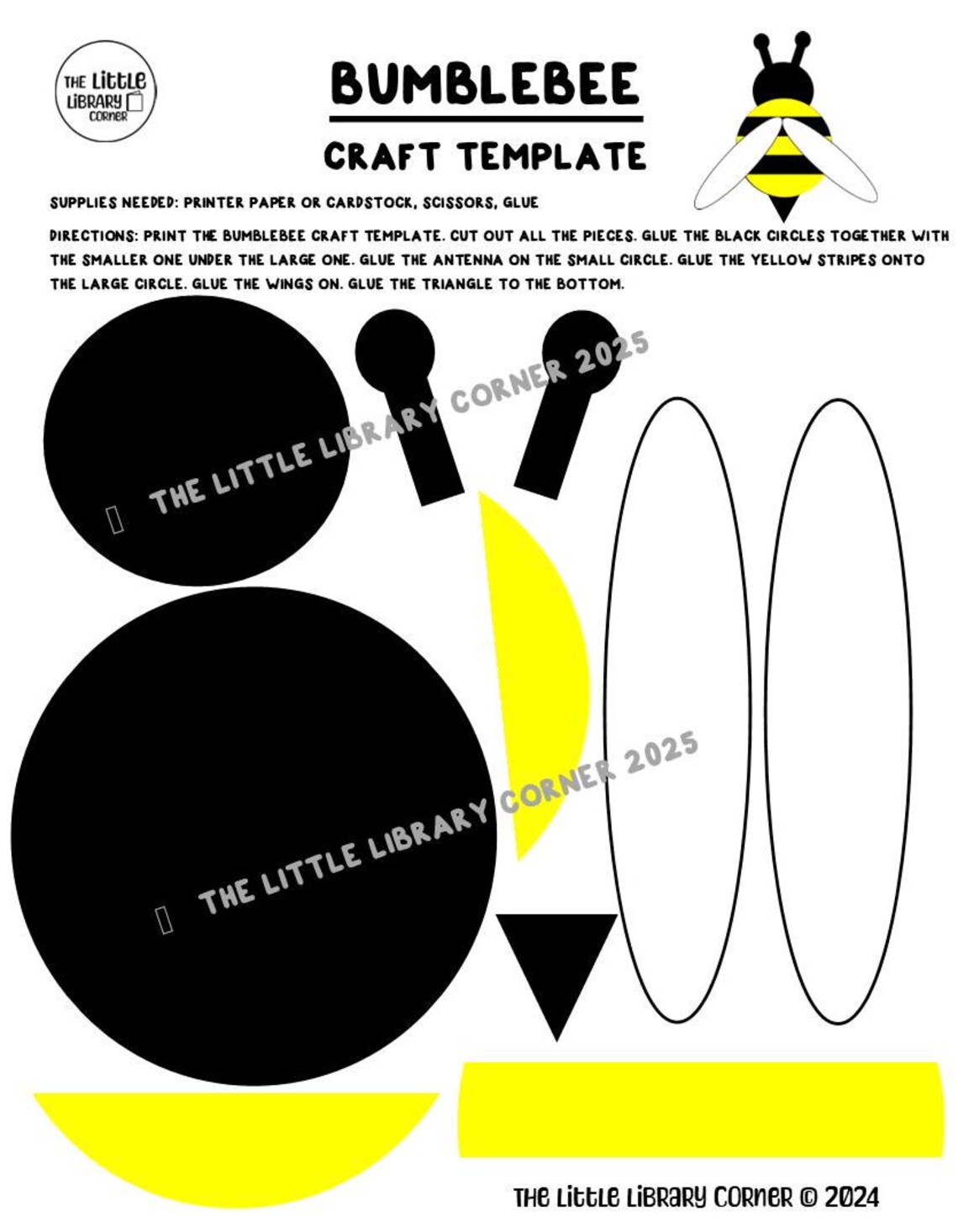 Ladybug and Bee Craft Templates - Etsy