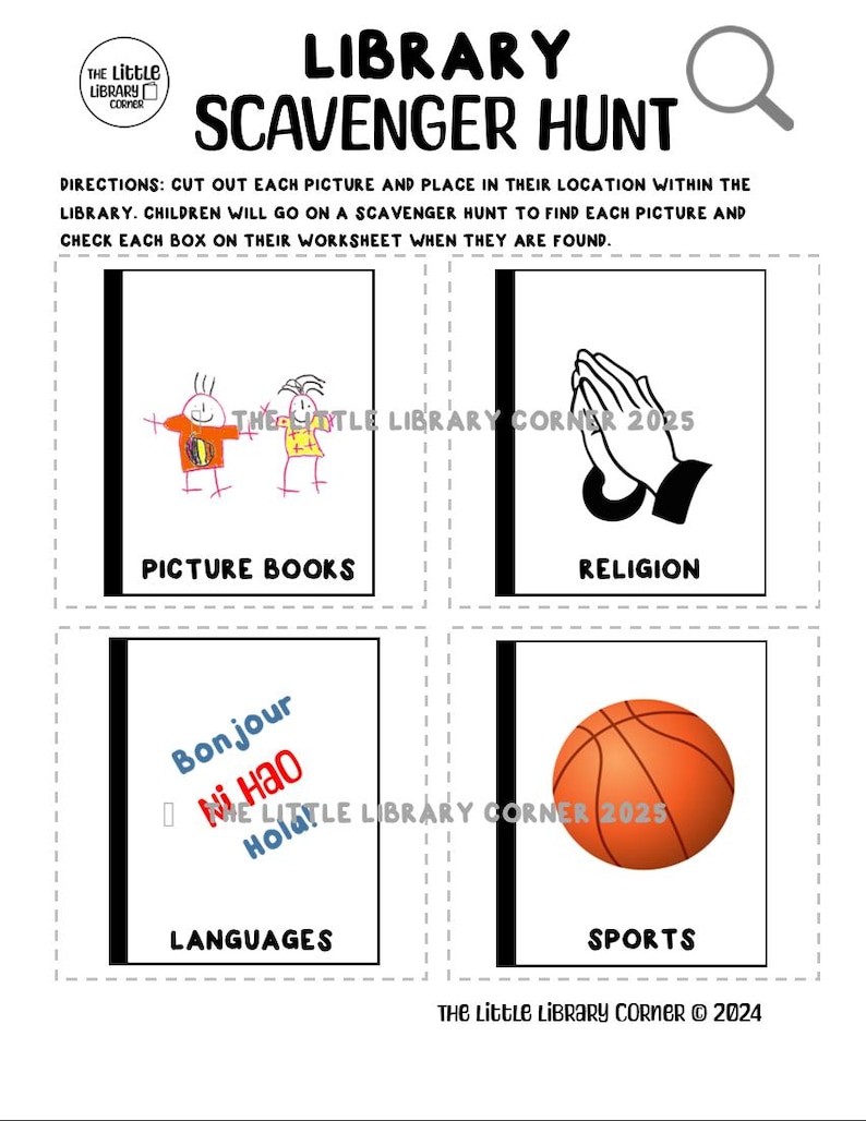 Library Scavenger Hunt - Etsy