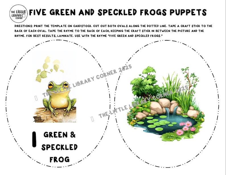 Five Green and Speckled Frogs Puppets - Etsy