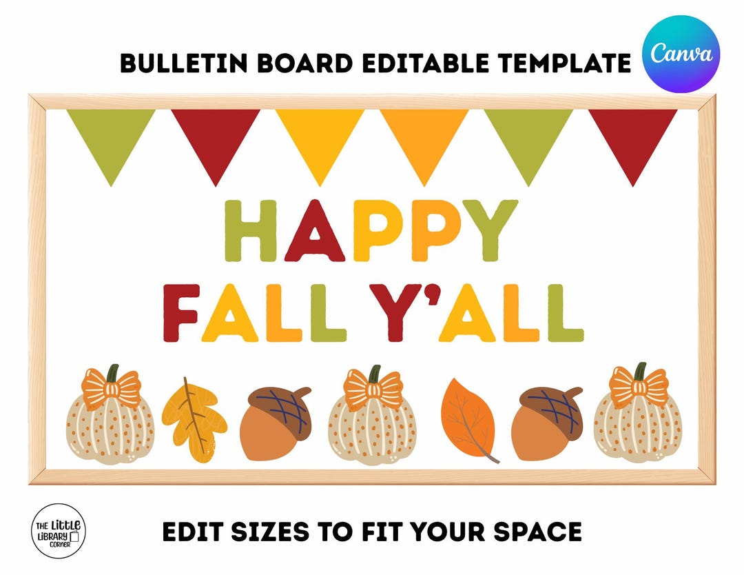 Happy Fall Y'all Bulletin Board Template-editable With Canva Pro - Etsy