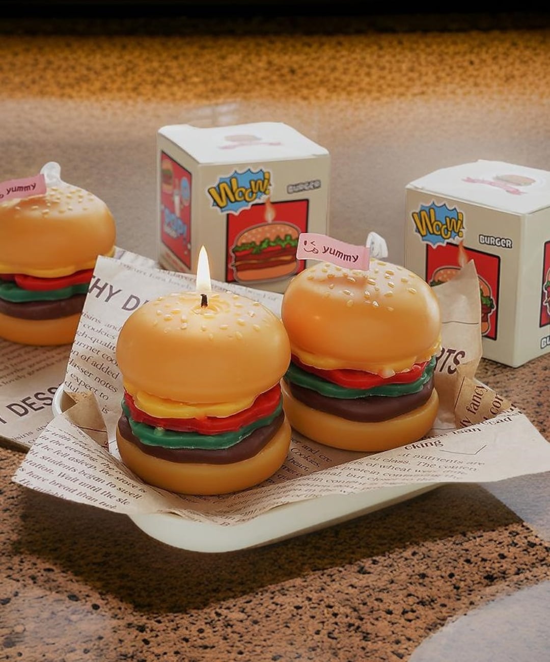 Soy Wax Food Burger Scented Candle Aesthetic Home Decore Candle ...