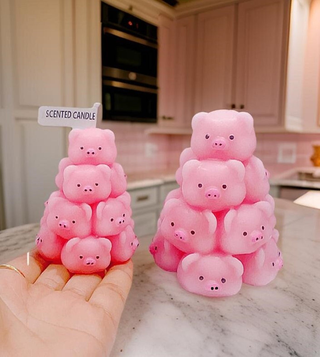 Cute Animal Cartoon Stacked Pig Candle Soy Wax Scented Fragrance Home ...