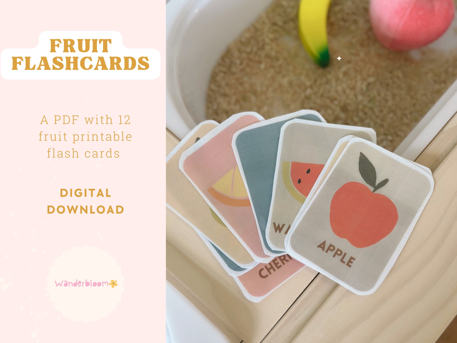 Toddler Printable Flash Cards, Fruit Printable, Learning Fruit, Kids ...