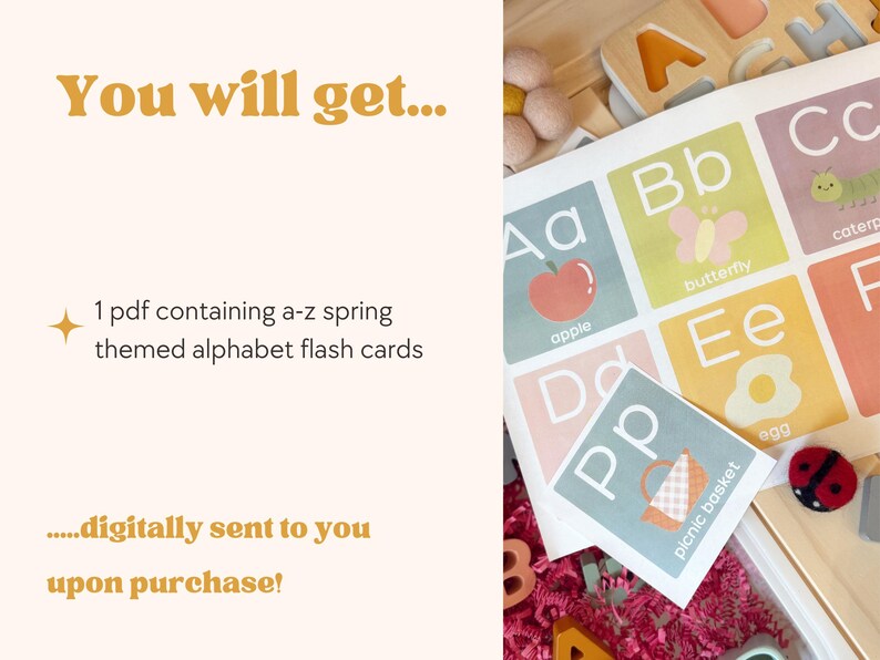 Toddler Printable Alphabet Flash Cards, Spring Alphabet Printable ...