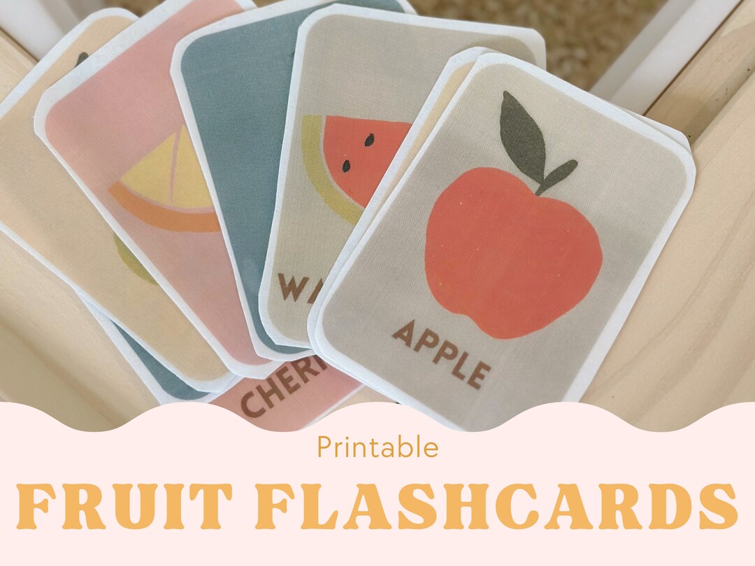 Toddler Printable Flash Cards, Fruit Printable, Learning Fruit, Kids ...