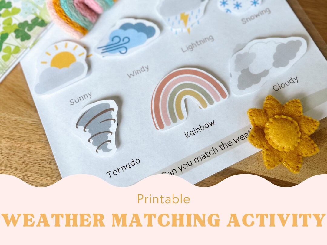 Weather Matching Activity, Weather Printable, Toddler Weather Matching ...