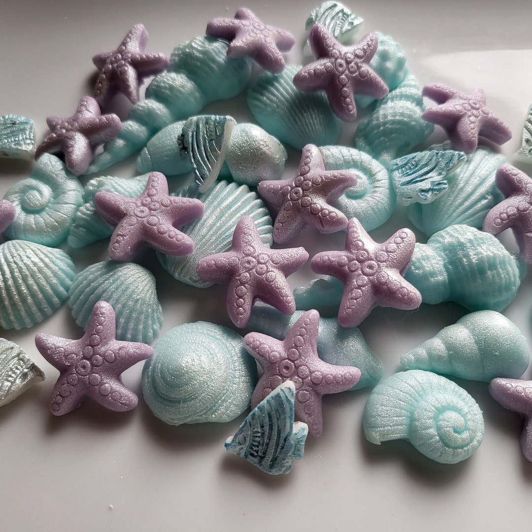 Edible Shells Fish and Starfish Sugarpaste Cake / Cupcake Decorations ...