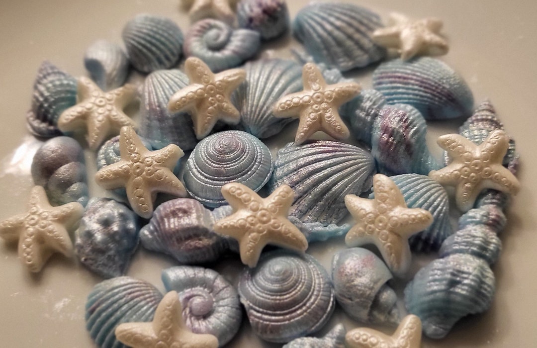 Edible Shells and Starfish Sugarpaste Cake / Cupcake Decorations 36 ...