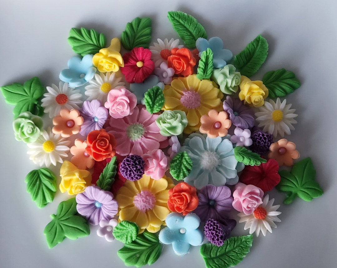 Edible Sugarpaste Flowers & Leaves Summer Collection 55per Set - Etsy