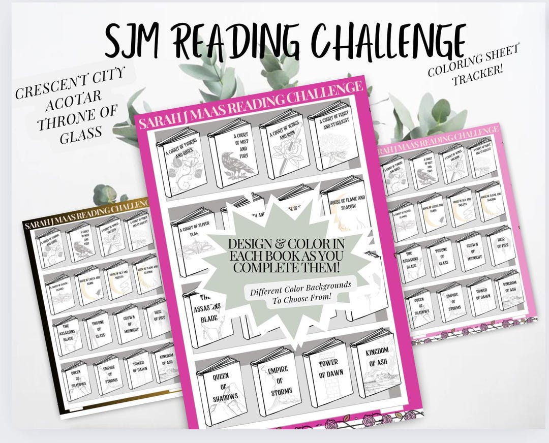 PINK- ACOTAR Printable Sarah J Maas Reading Challenge Book Tracker ...
