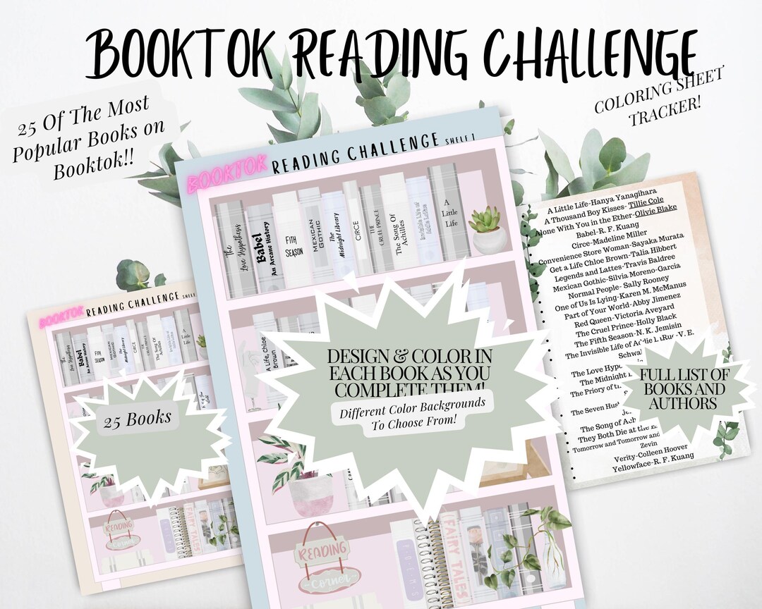 New BOOKTOK Printable Reading Challenge & Bookshelf Tracker! Track and ...