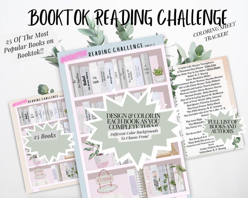 New BOOKTOK Printable Reading Challenge & Bookshelf Tracker! Track and ...