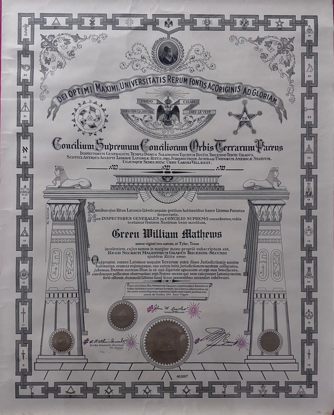 1945 Masonic Scottish Rite Concilium Supremum Conciliorum Orbis ...