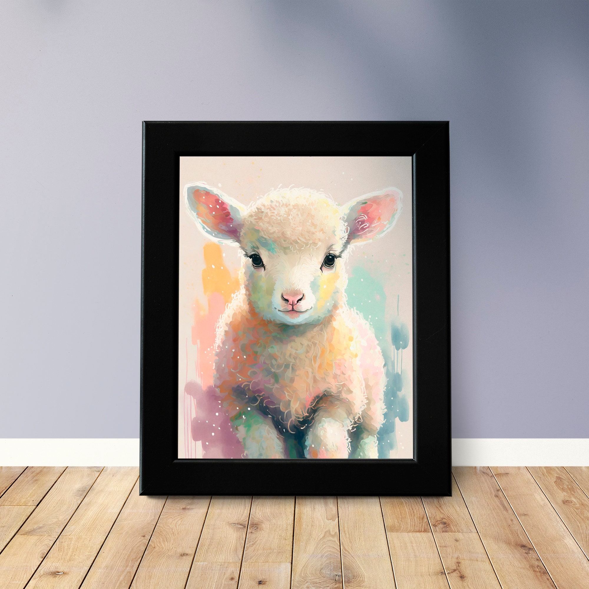 Baby Lamb Art Print, Digital Print, Printable Wall Art Poster, Farm ...