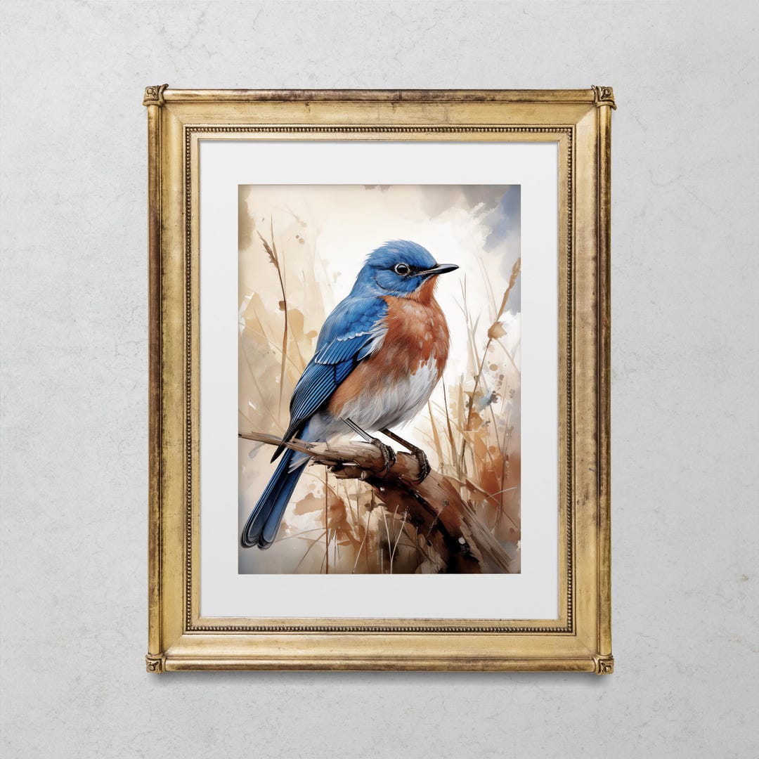 Eastern Bluebird Art Print, Digital Print, Printable Wall Art Poster ...