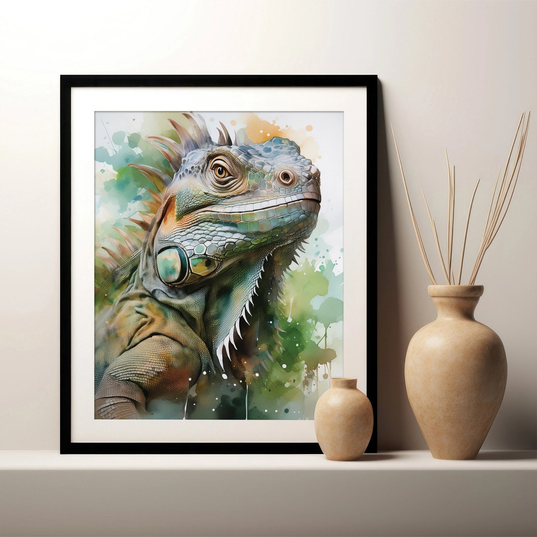 Iguana Art Print, Digital Print, Printable Wall Art Poster, Lizard ...