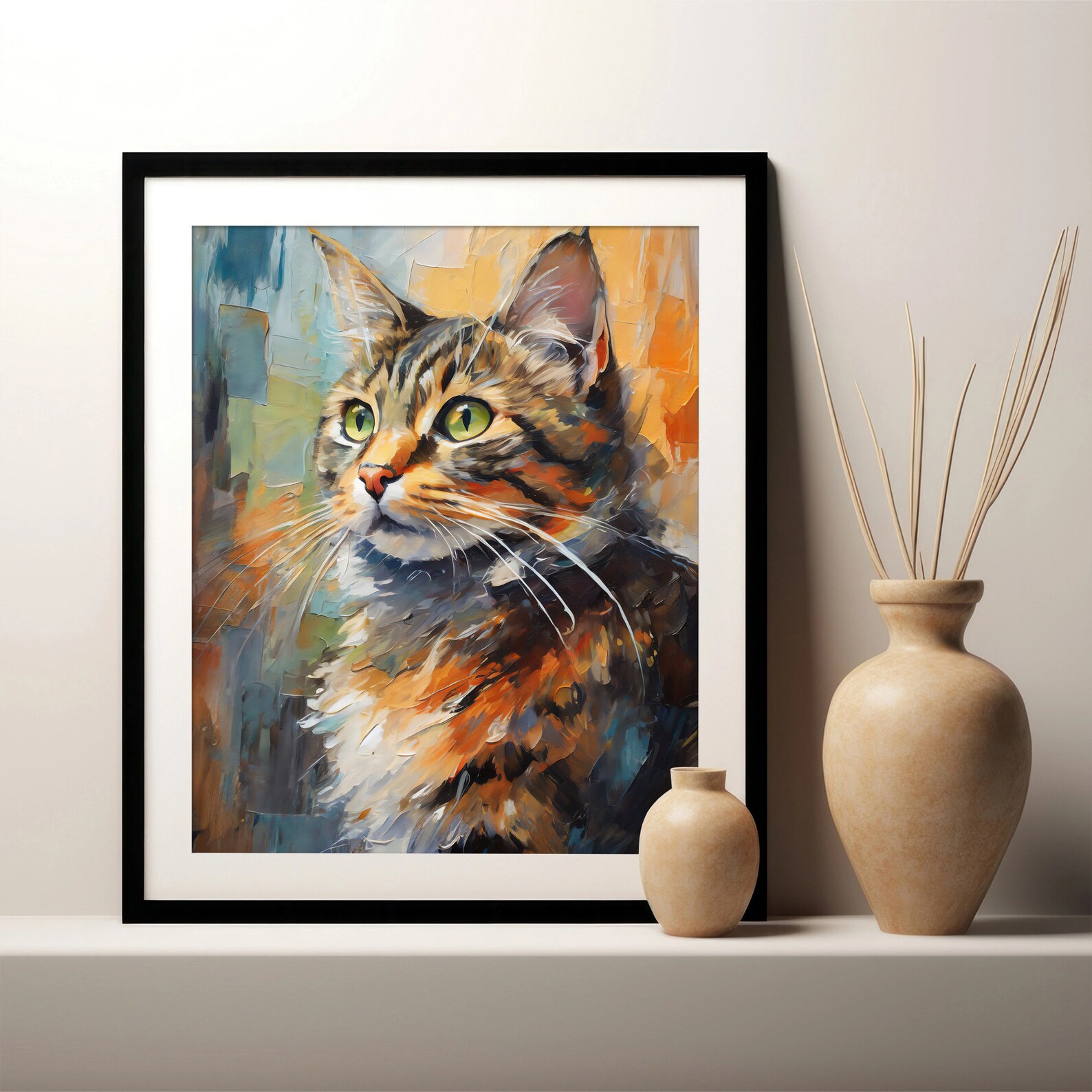 Tabby Cat Art Print, Digital Print, Printable Wall Art Poster, Feline ...