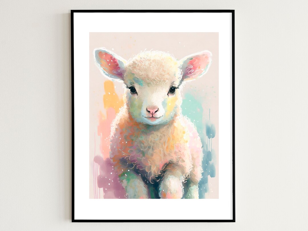 Baby Lamb Art Print, Digital Print, Printable Wall Art Poster, Farm ...