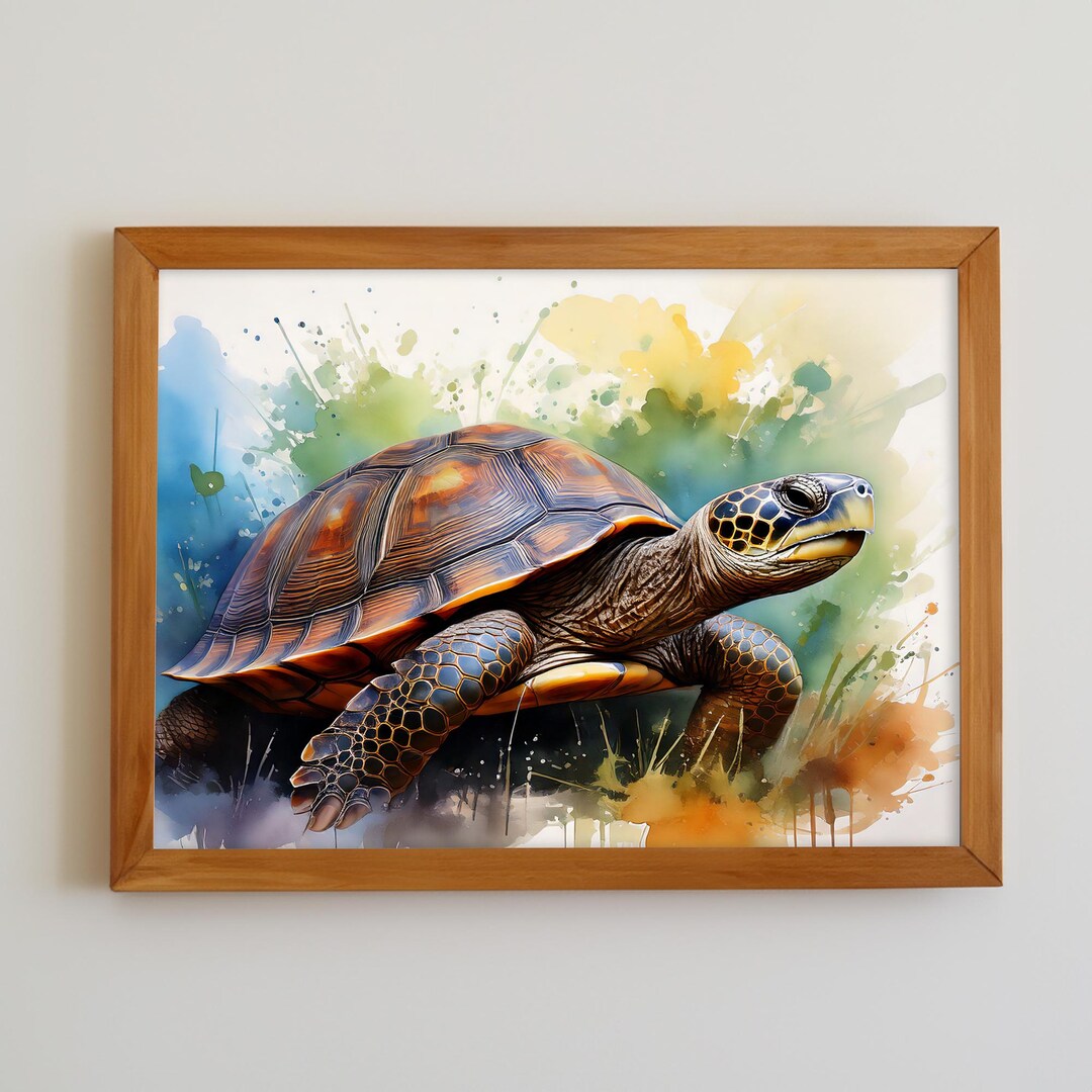 Painted Turtle Art Print, Digital Print, Printable Wall Art Poster ...
