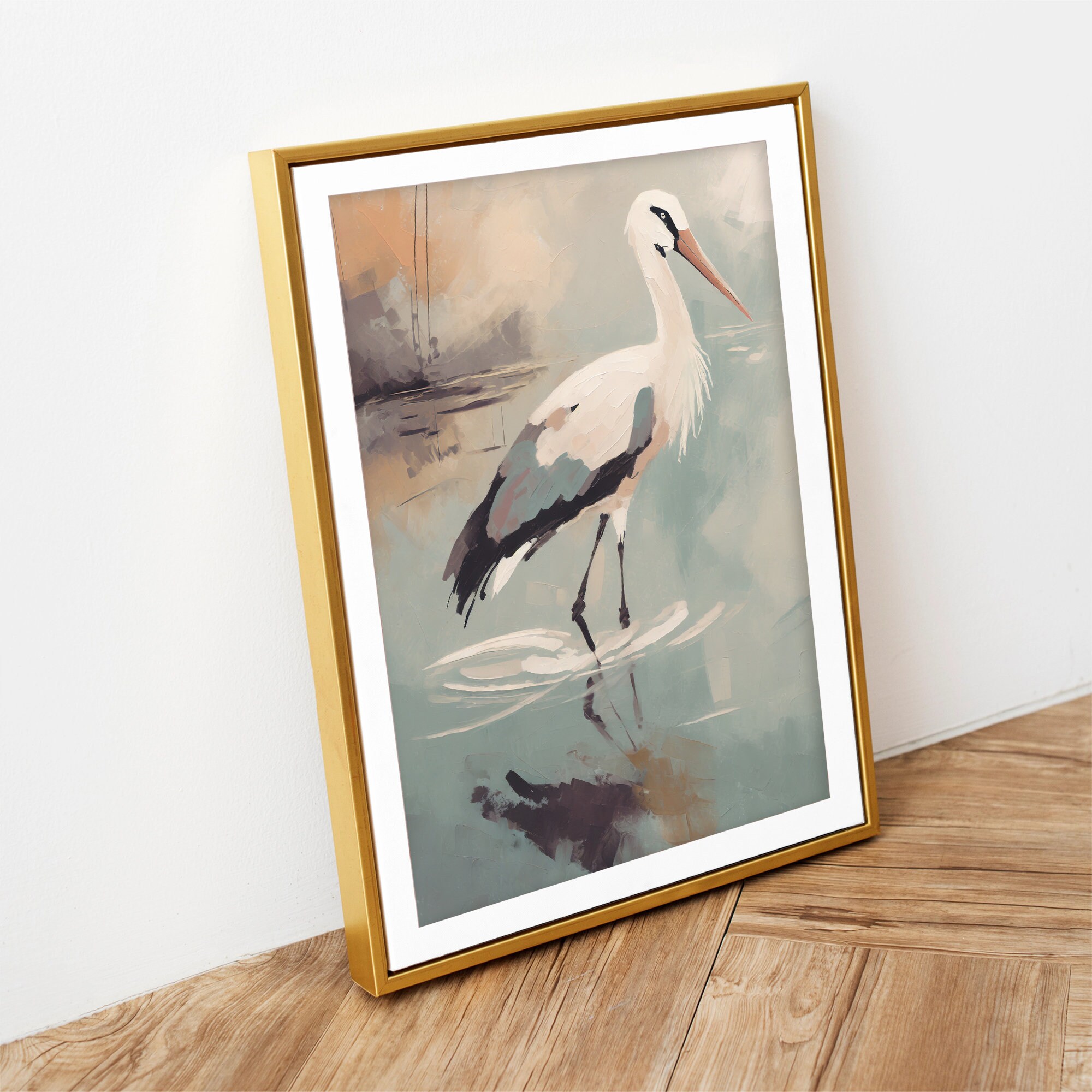 Stork Art Print, Digital Print, Printable Wall Art Poster, Bird ...
