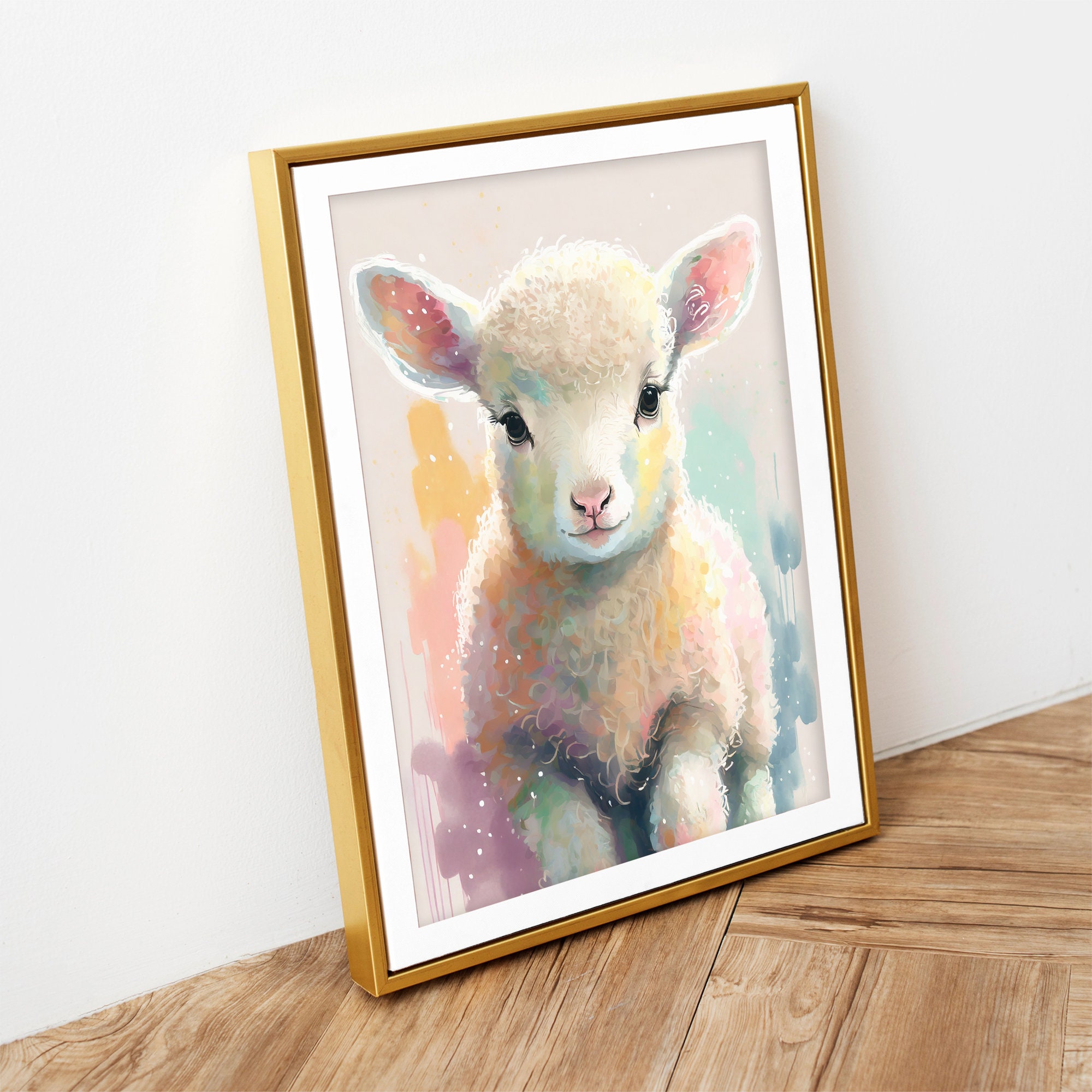 Baby Lamb Art Print, Digital Print, Printable Wall Art Poster, Farm ...