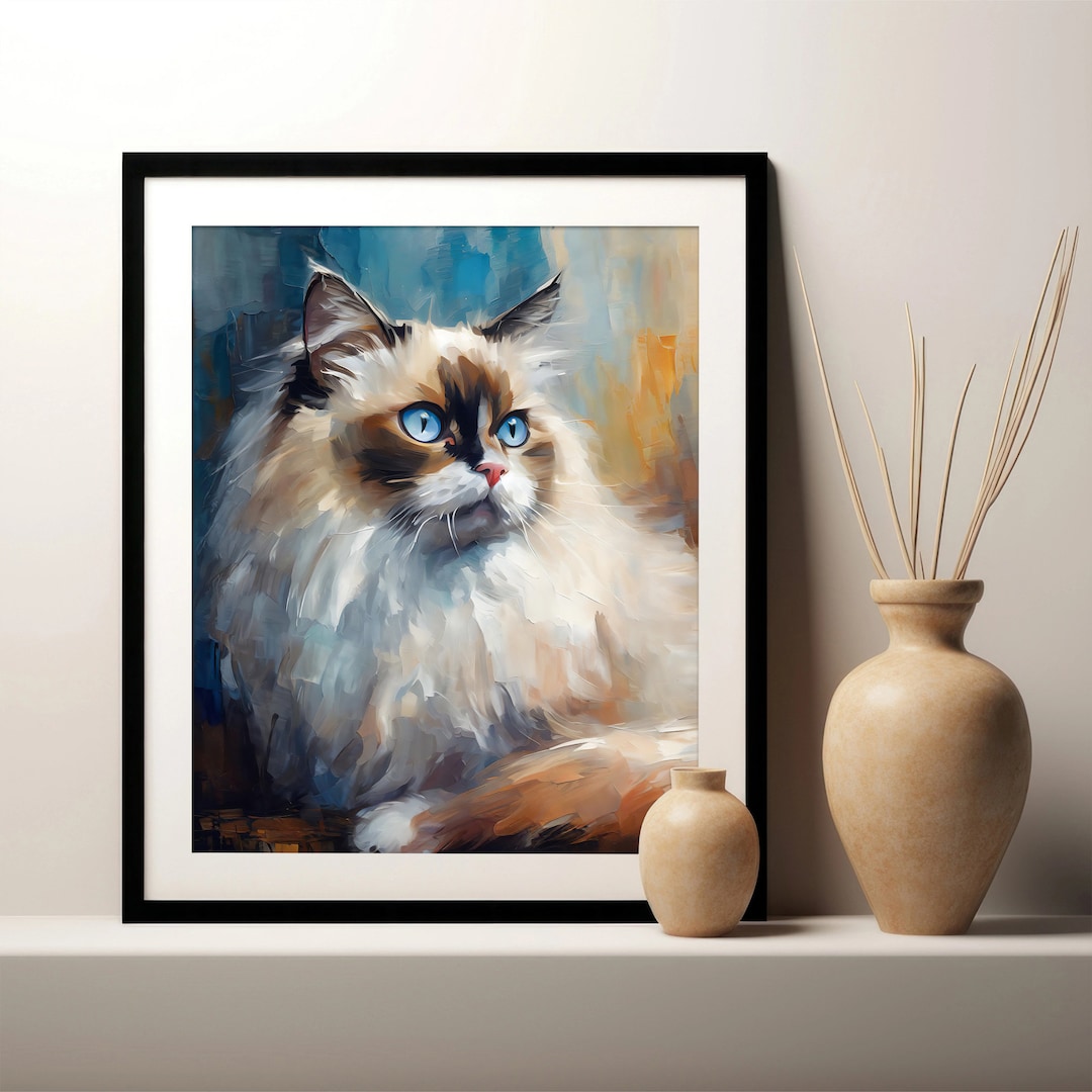 Ragdoll Cat Art Print, Digital Print, Printable Wall Art Poster, Feline ...