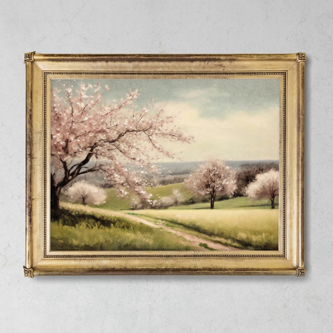 Cherry Tree Landscape Art Print | Digital Print | Printable Wall Art ...