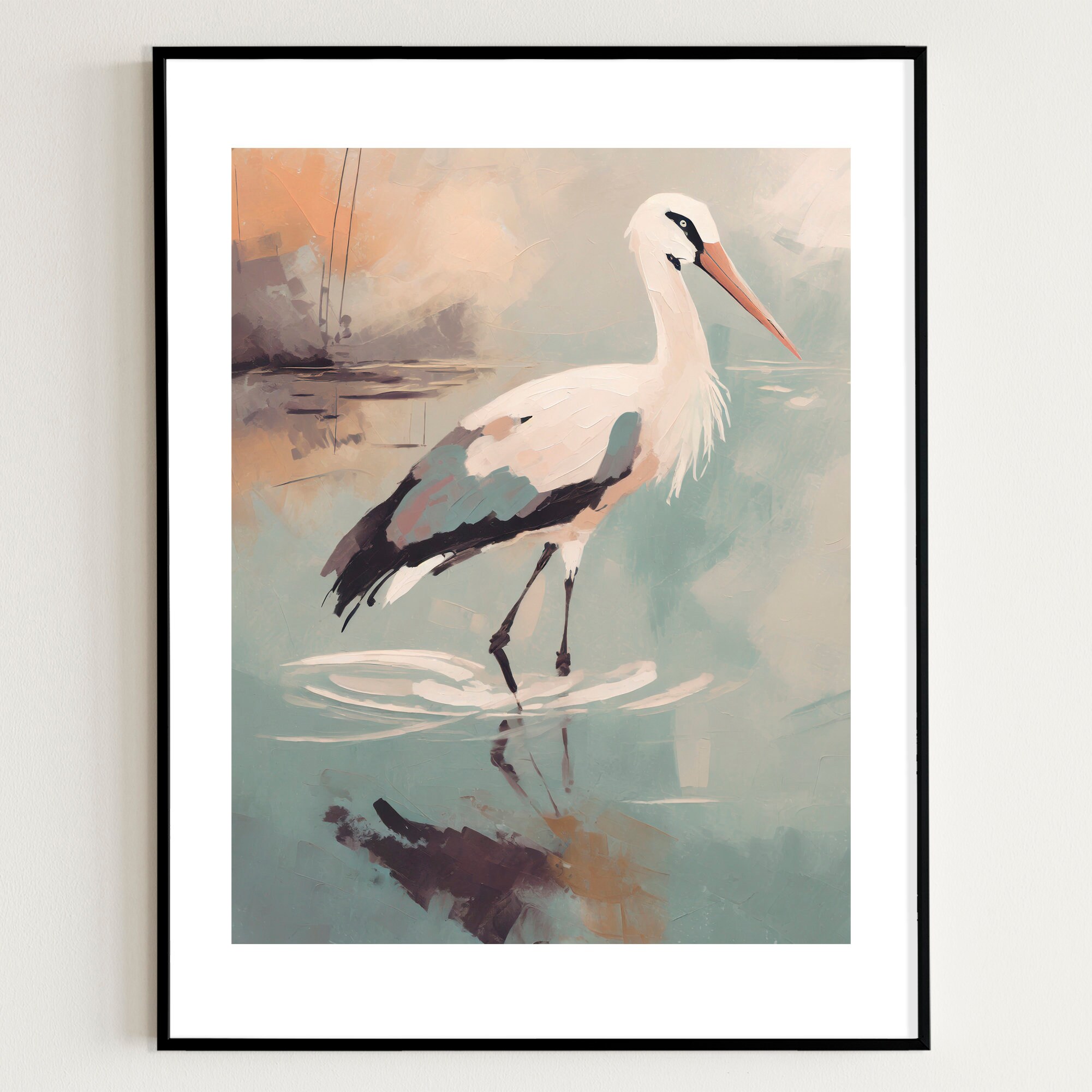 Stork Art Print, Digital Print, Printable Wall Art Poster, Bird ...
