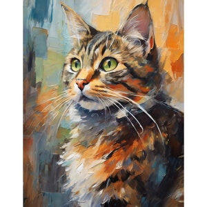 Tabby Cat Art Print, Digital Print, Printable Wall Art Poster, Feline ...